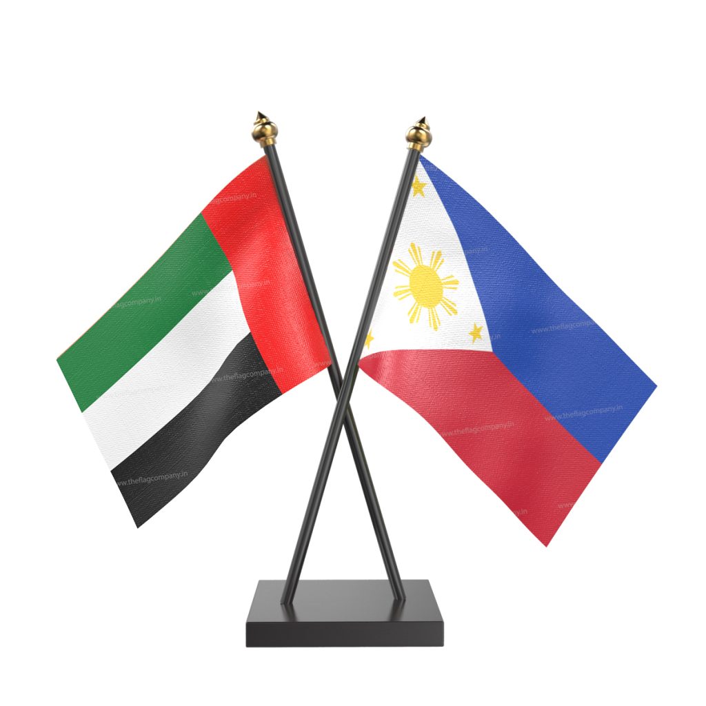 Philippines Cross Table Flag With Black Acrylic Base And Gold Top ...