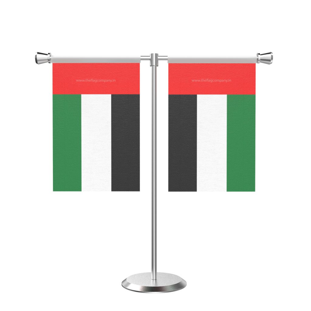 UAE T Shaped Table Flag with Stainless Steel Base and Pole - Seher Flags