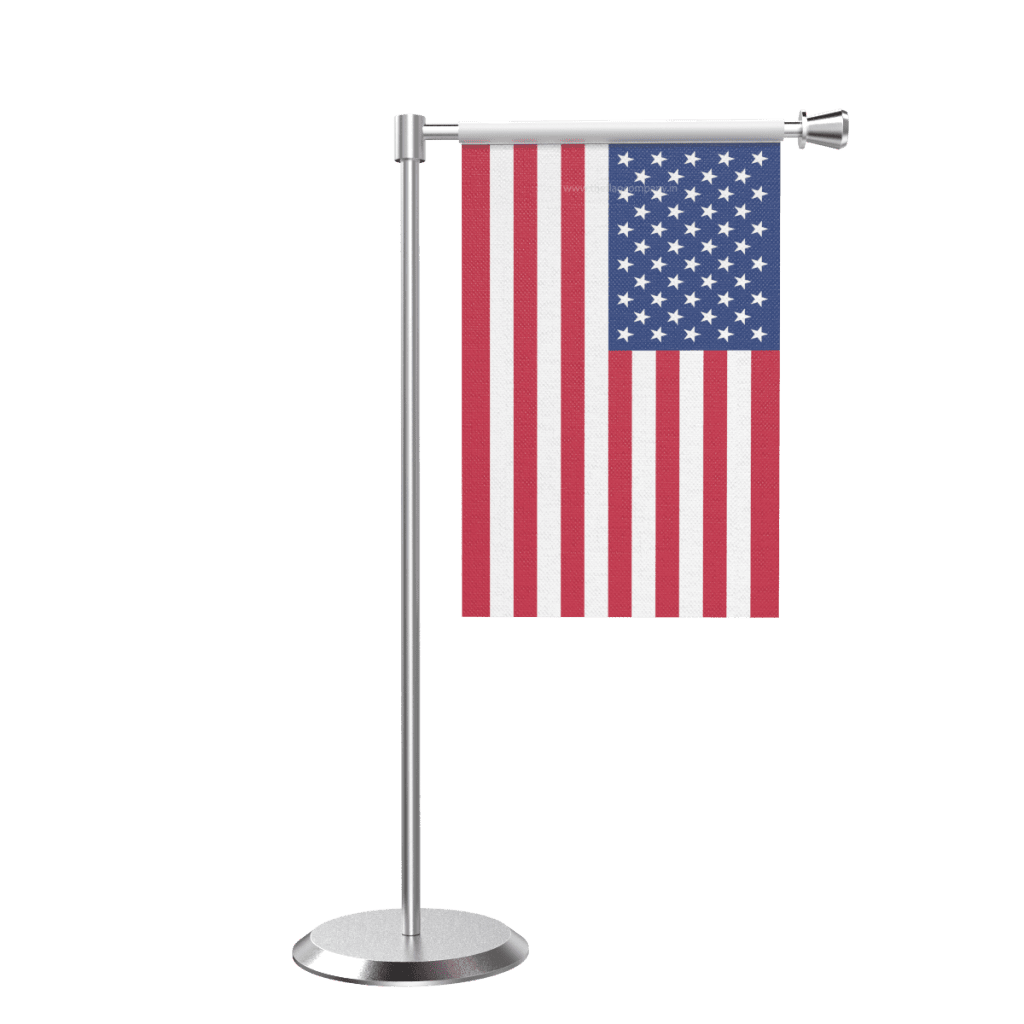USA L Shape Single Table Flag With Stainless Steel Base And Pole ...