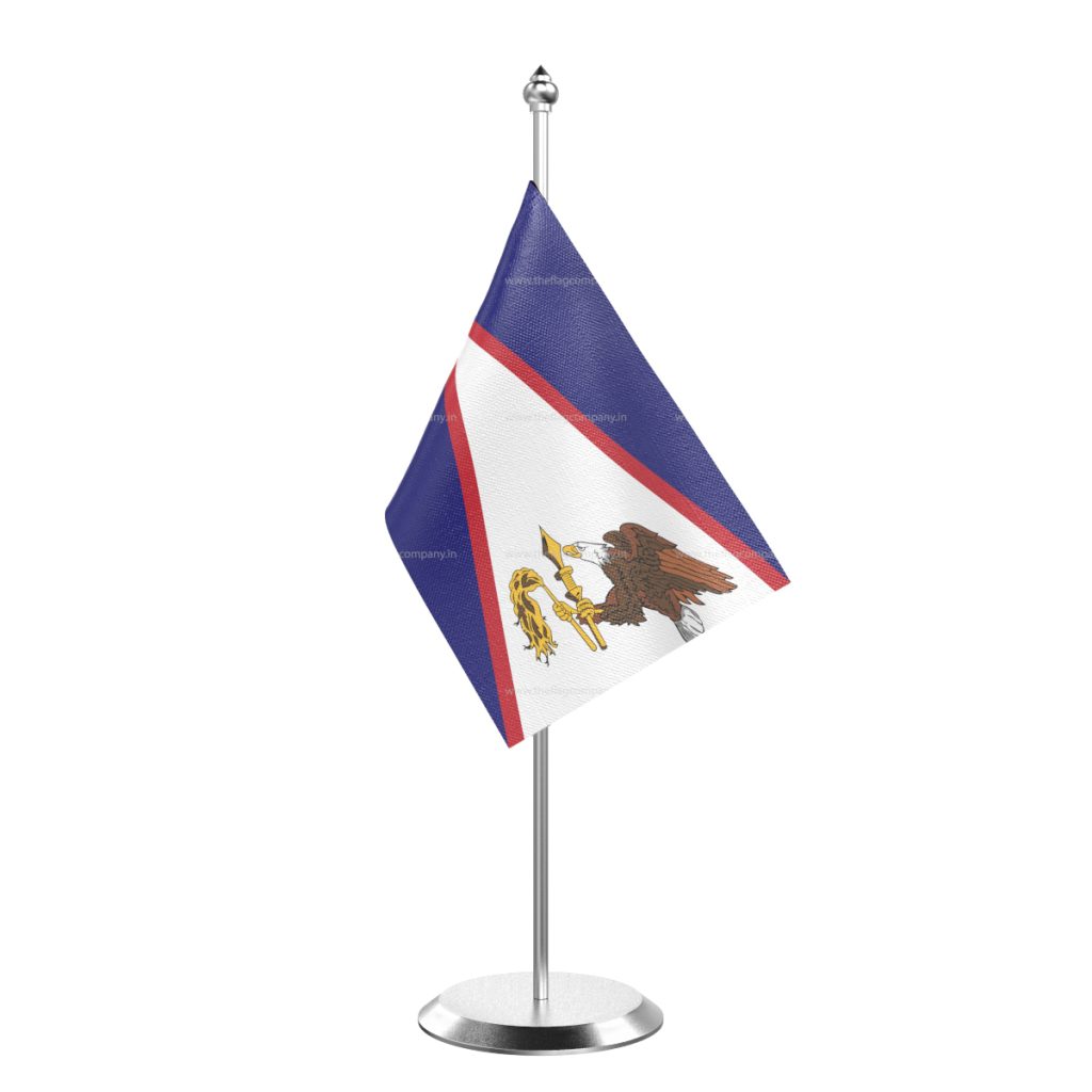 American Samoa Single Table Flag with Stainless Steel Base and Pole ...