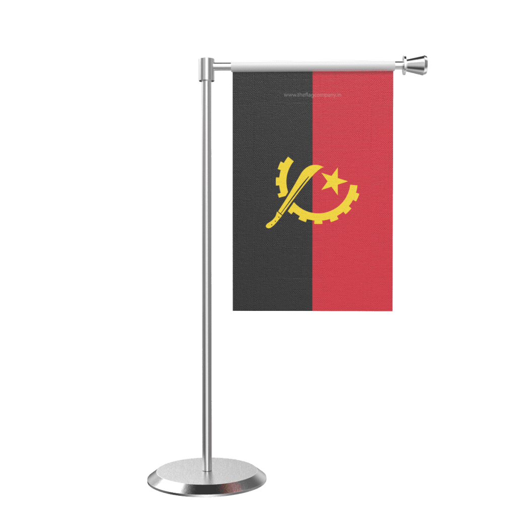Angola L Shape Single Table Flag With Stainless Steel Base And Pole ...