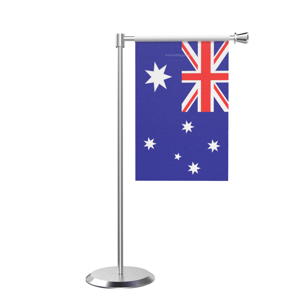 Australia L Shape Single Table Flag With Stainless Steel Base And Pole ...