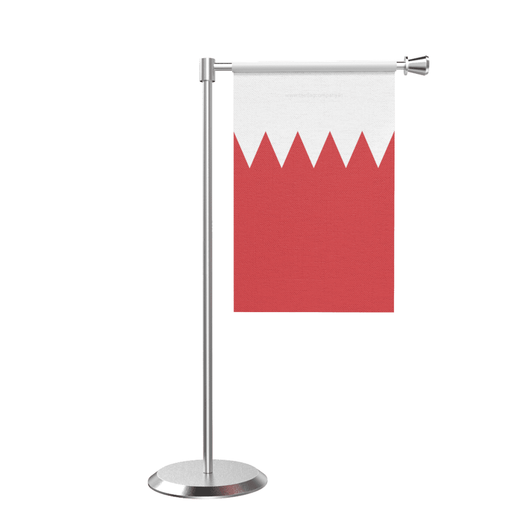 Bahrain L Shape Single Table Flag With Stainless Steel Base And Pole ...