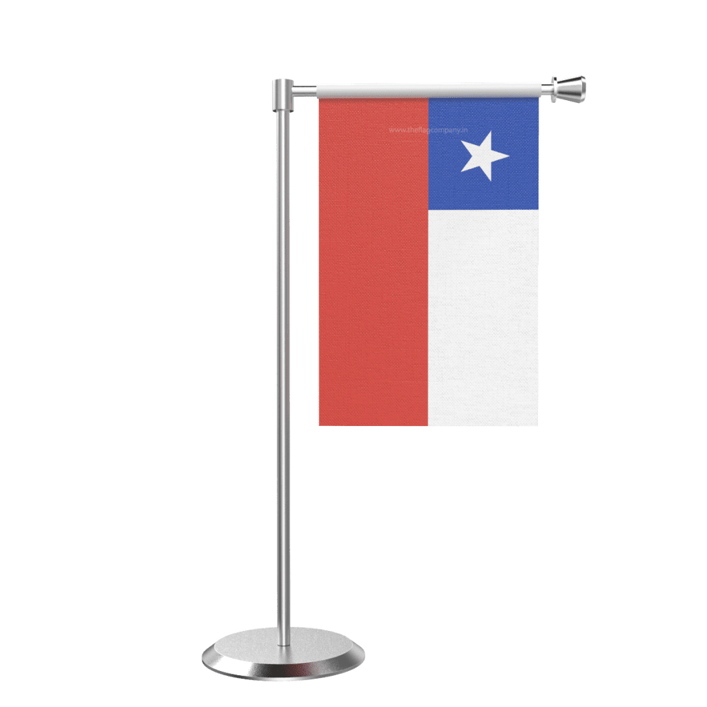Chile L Shape Single Table Flag With Stainless Steel Base And Pole ...