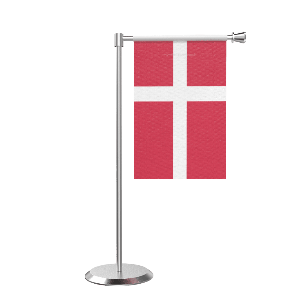 Denmark L Shape Single Table Flag With Stainless Steel Base And Pole ...
