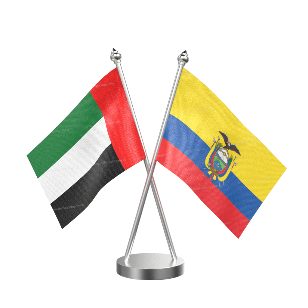 Ecuador Cross Table Flag Stainless Steel - Seher Flags