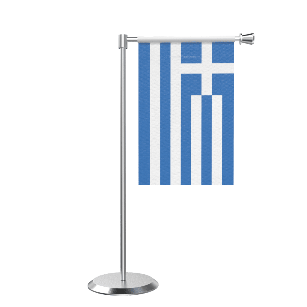 Greece L Shape Single Table Flag With Stainless Steel Base And Pole ...