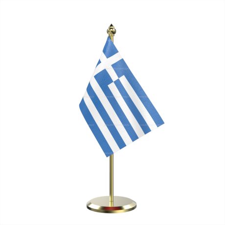 Greece Table Flag With Brass Base And Brass Pole - Seher Flags