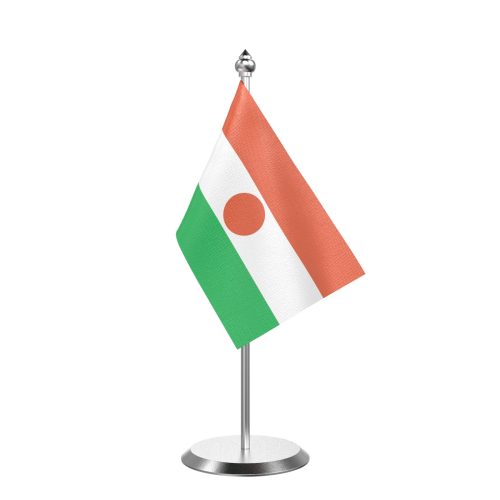 Niger Table Flag With Stainless Steel Base and Pole - Seher Flags