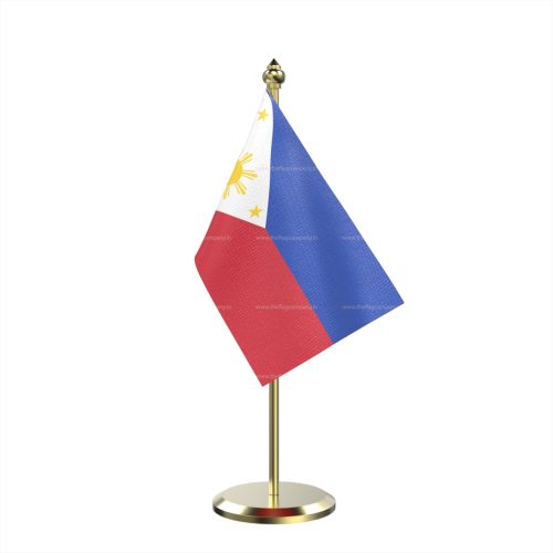 Philippines Table Flag With Brass Base And Brass Pole - Seher Flags