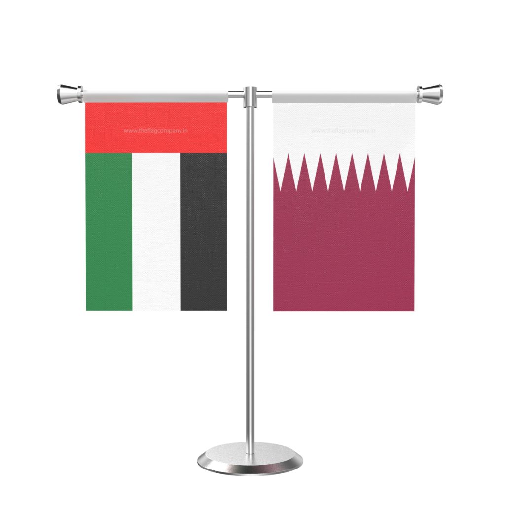 Qatar T Shaped Table Flag with Stainless Steel Base and Pole - Seher Flags