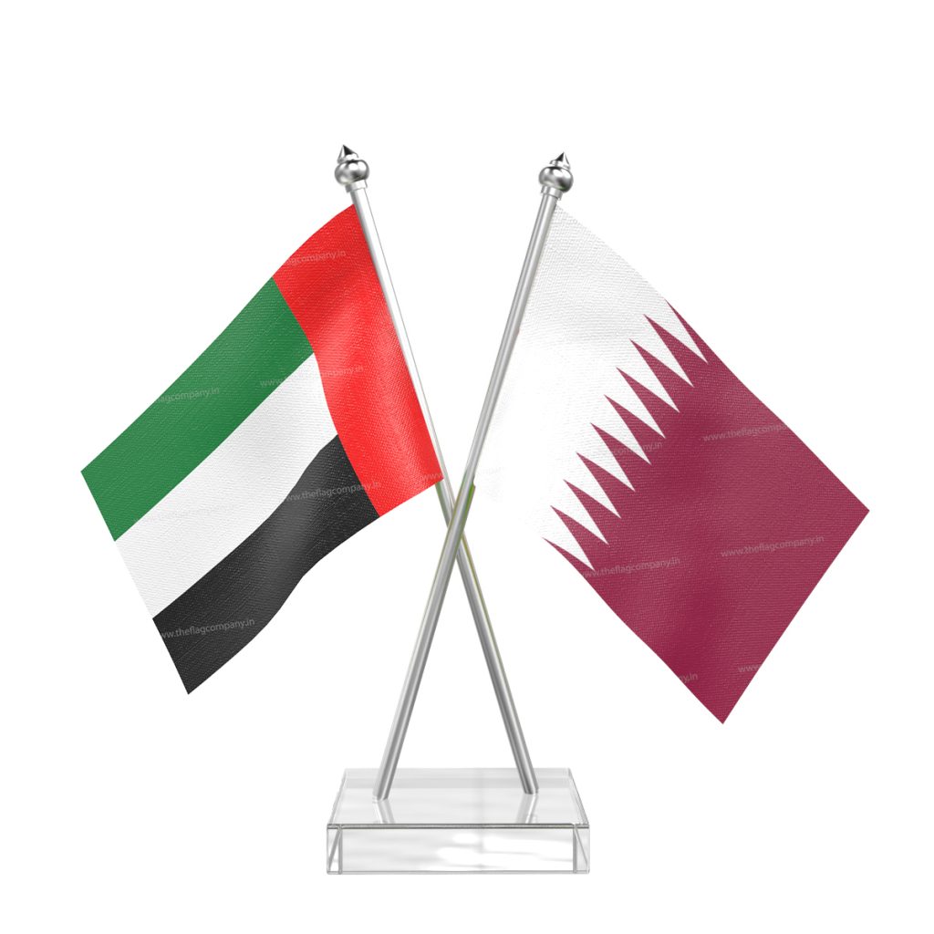 Qatar Table Flag With Stainless Steel pole and transparent acrylic base ...