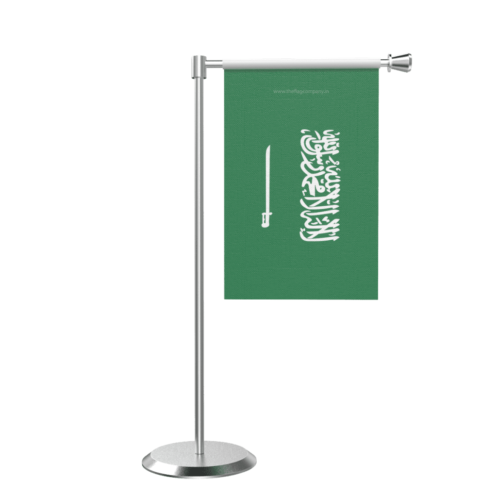 Saudi Arabia L Shape Single Table Flag With Stainless Steel Base And ...