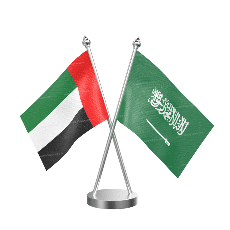 Saudi Arabia Cross Table Flag Stainless Steel - Seher Flags