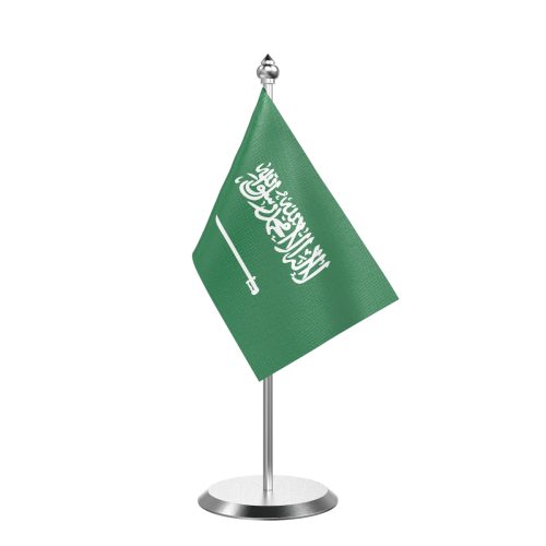 Saudi Arabia Table Flag With Stainless Steel Base and Pole - Seher Flags