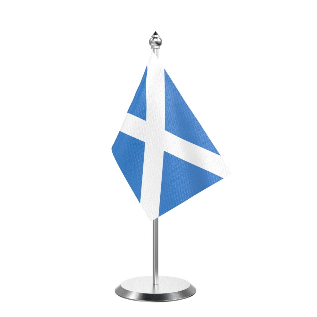 Scotland Table Flag With Stainless Steel Base and Pole - Seher Flags