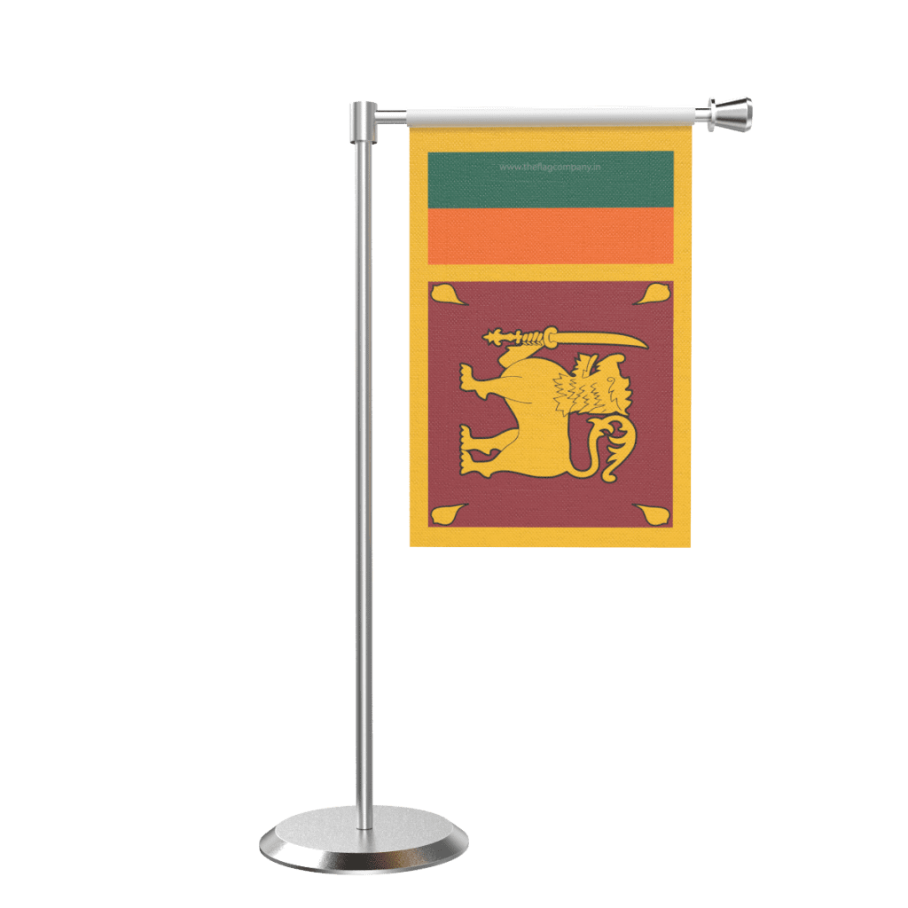 Sri Lanka L Shape Single Table Flag With Stainless Steel Base And Pole ...