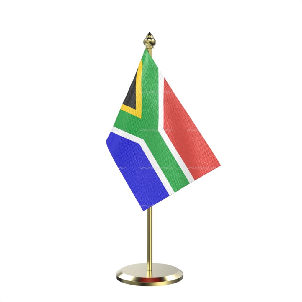 South Africa Table Flag With Brass Base And Brass Pole - Seher Flags